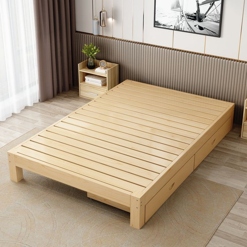 Solid Wood Bed Bed Frame No Bed Head Pine Simple Rental Room Single Bed ...
