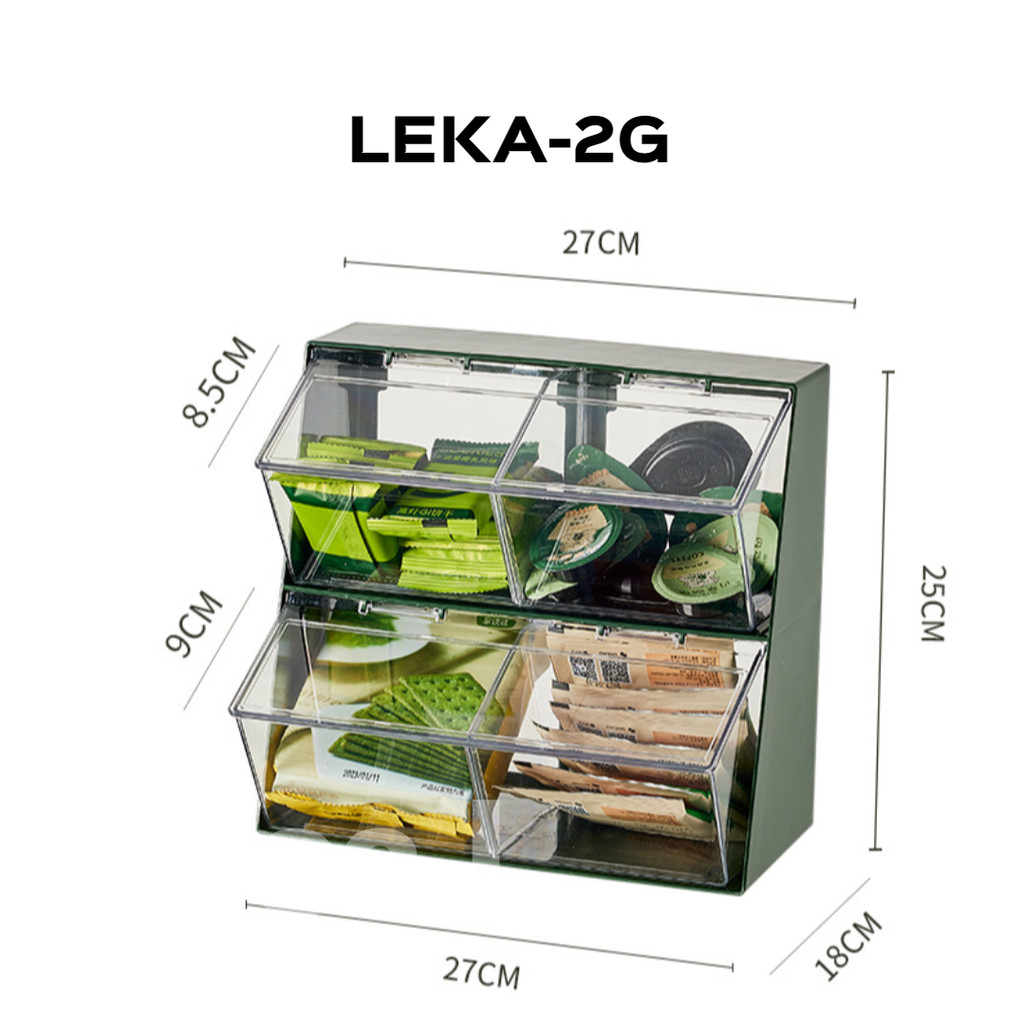 LEKA-Double-Wide Stackable Coffee Capsule Organizer/Teabag Storage ...
