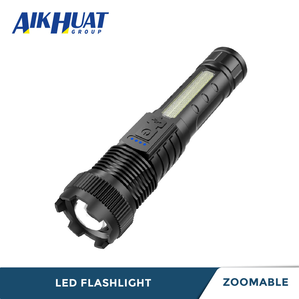200mAh LED Torch Light Rechargeable Adjustable Zoom Emergency Warning ...