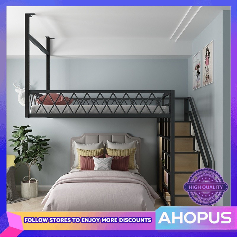 Multifunction HDB Bed Frame Half Height Bed Modern Simple Single Bed ...