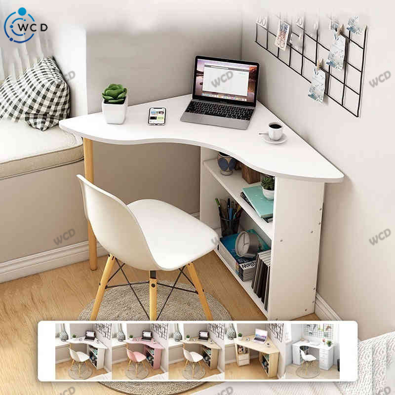 WWCD Corner Study Table With Bookshelf Corner Desk Simple Desk Bookcase ...