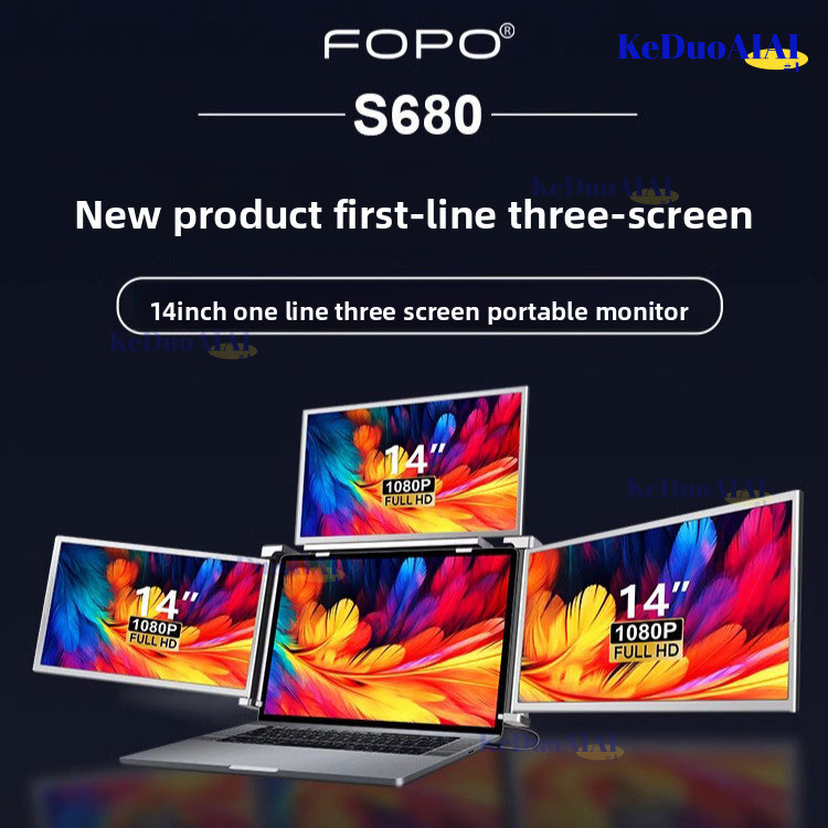 Portable Monitor 14Inch Three-Screen Portable Monitor One-Line Three ...