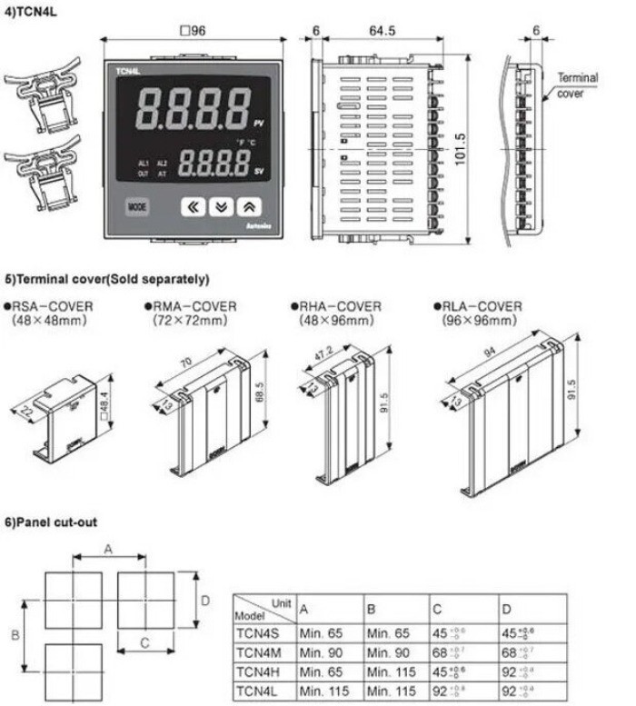 TCN4S-24R Temperature Controller for AUTONICS Thermocouple Input 4 ...