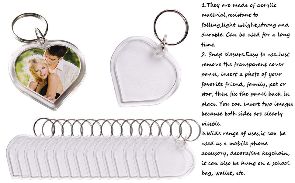 1PC Custom Acrylic Photo Frame Keychains - Clear Heart-Shaped Blank ...
