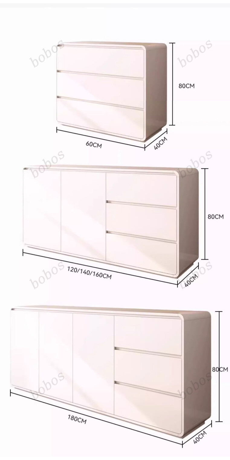 Full Solid Wood Kitchen Cabinet Sideboard Cream Style Storage Cabinet ...