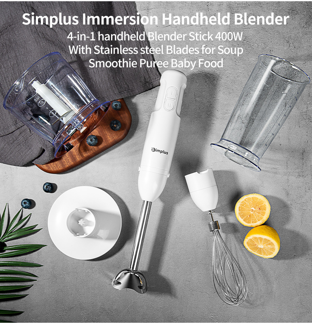 Simplus 3 In 1 Hand Blender 400W Food Processor 304 Stainless Steel ...