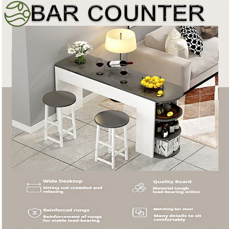 SAD Bar Table Bar with Chairs Long Living Room Rounded Corner Storage ...