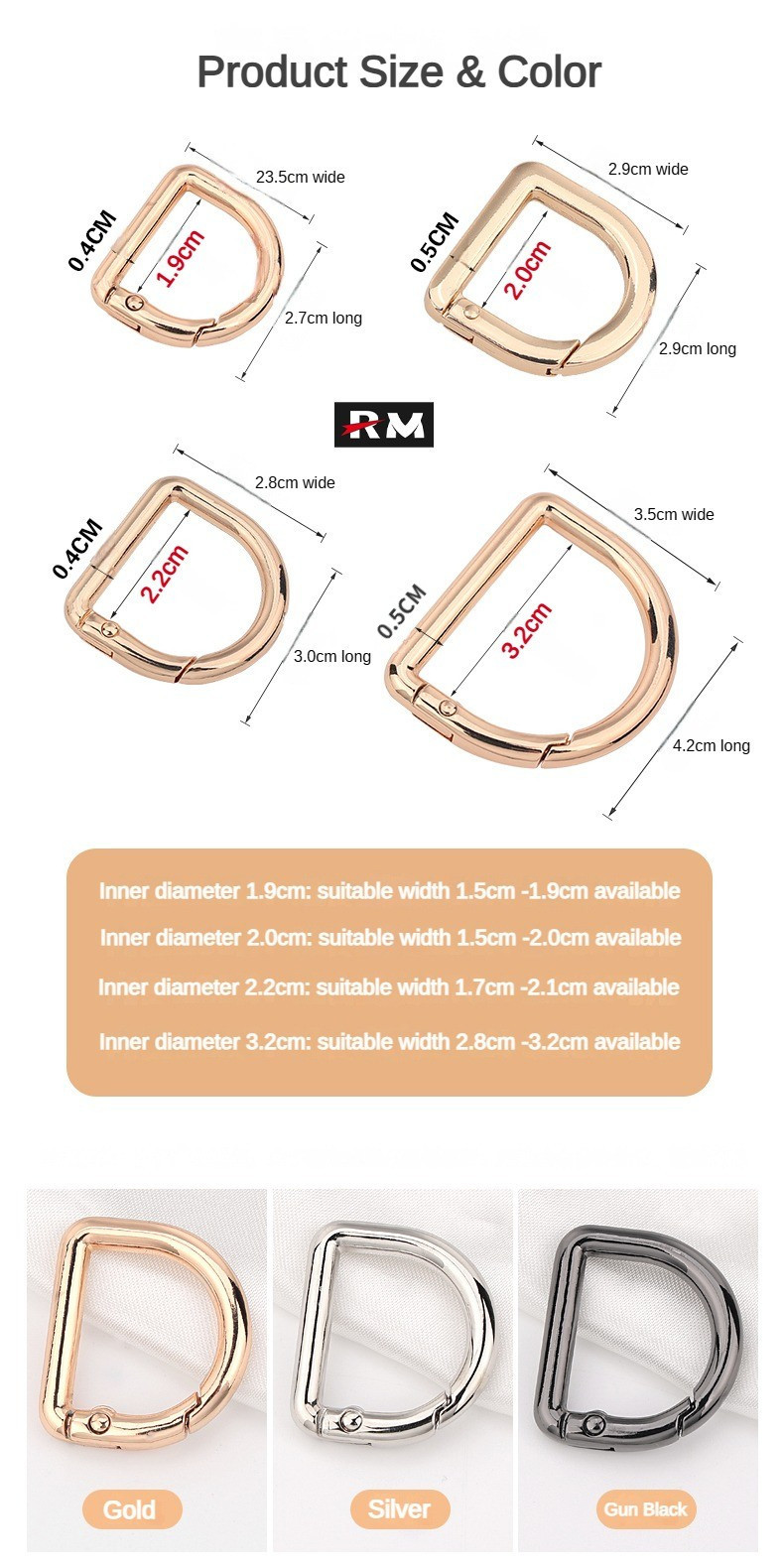 [No Stitching]D-Shaped Spring Ring For Bags 19bag Handbag Crossbody ...