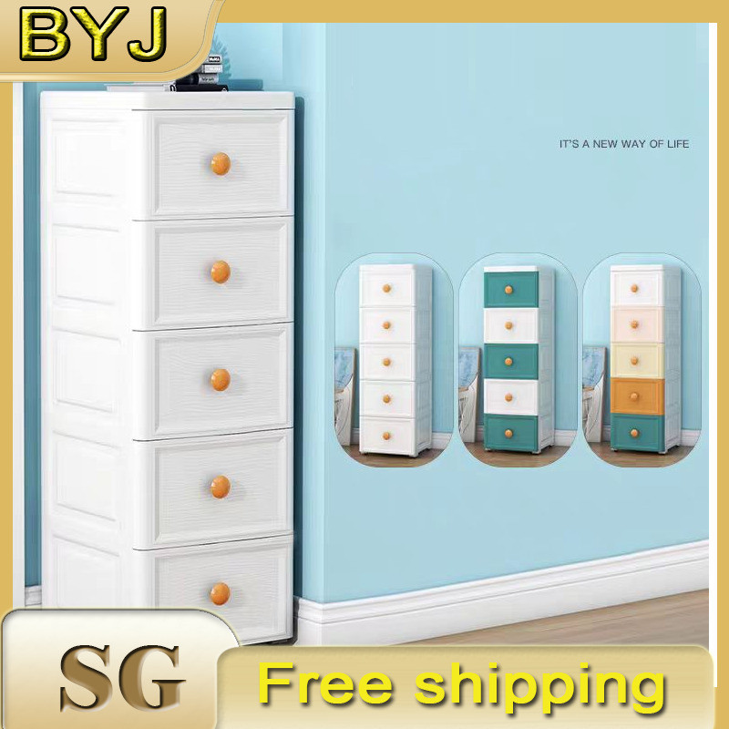 BYJ Storage Cabinet Cupboard / Narrow Lockers 3-7 Tiers Plastic Drawers ...