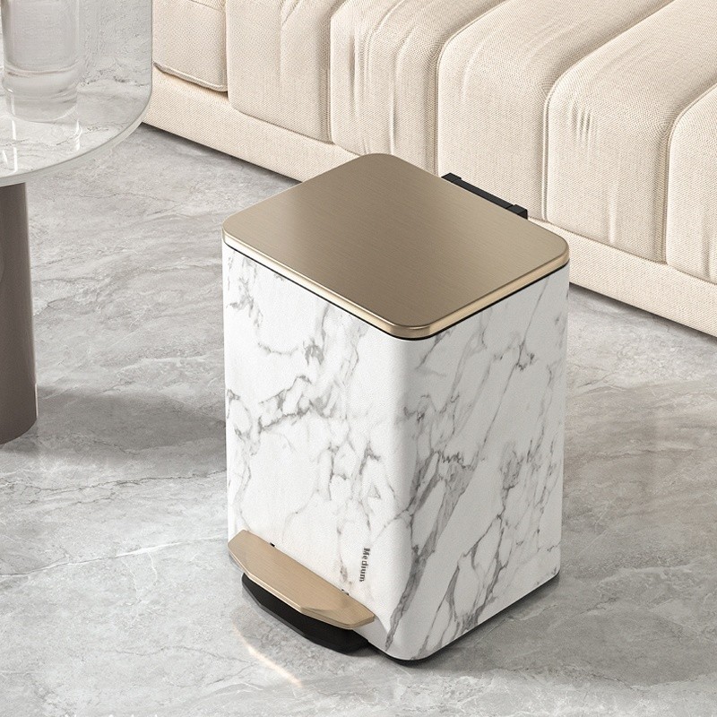 Dustbin Living Room Rubbish Bin Light Luxury Trash Bin Marble Pattern ...