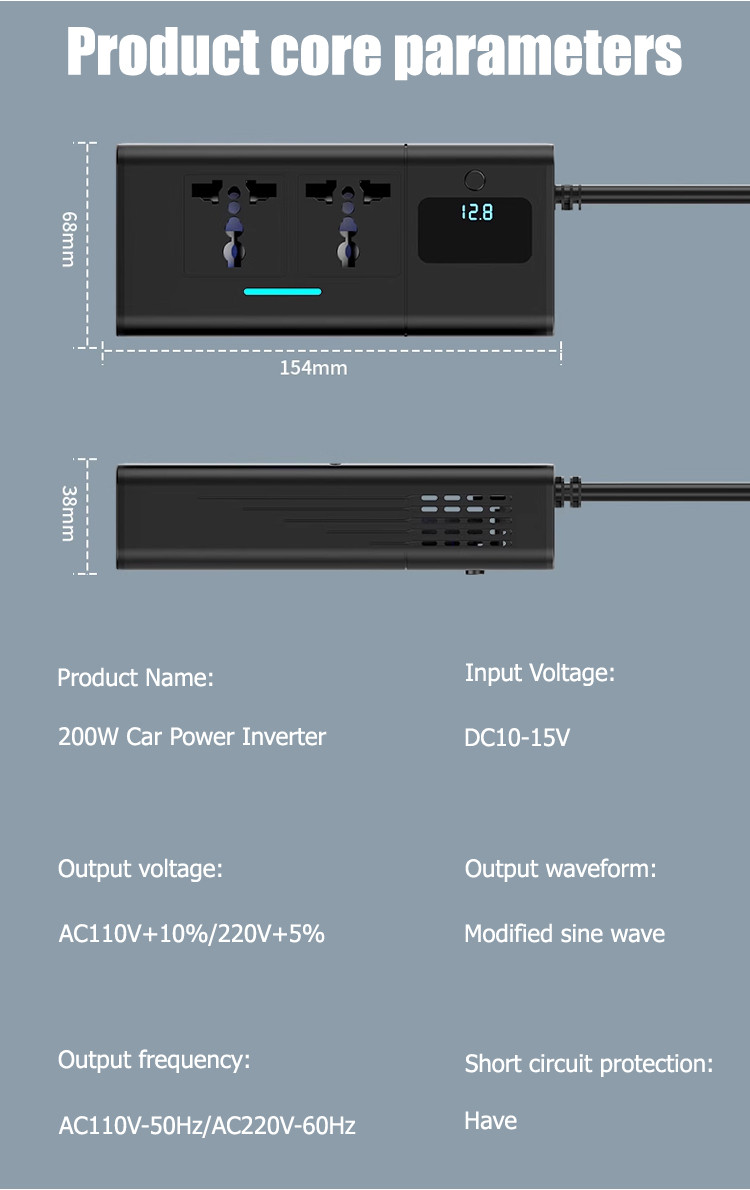 🔥Upgrade 200w Car Inverter Stable Output Power Adapter Portable Car ...