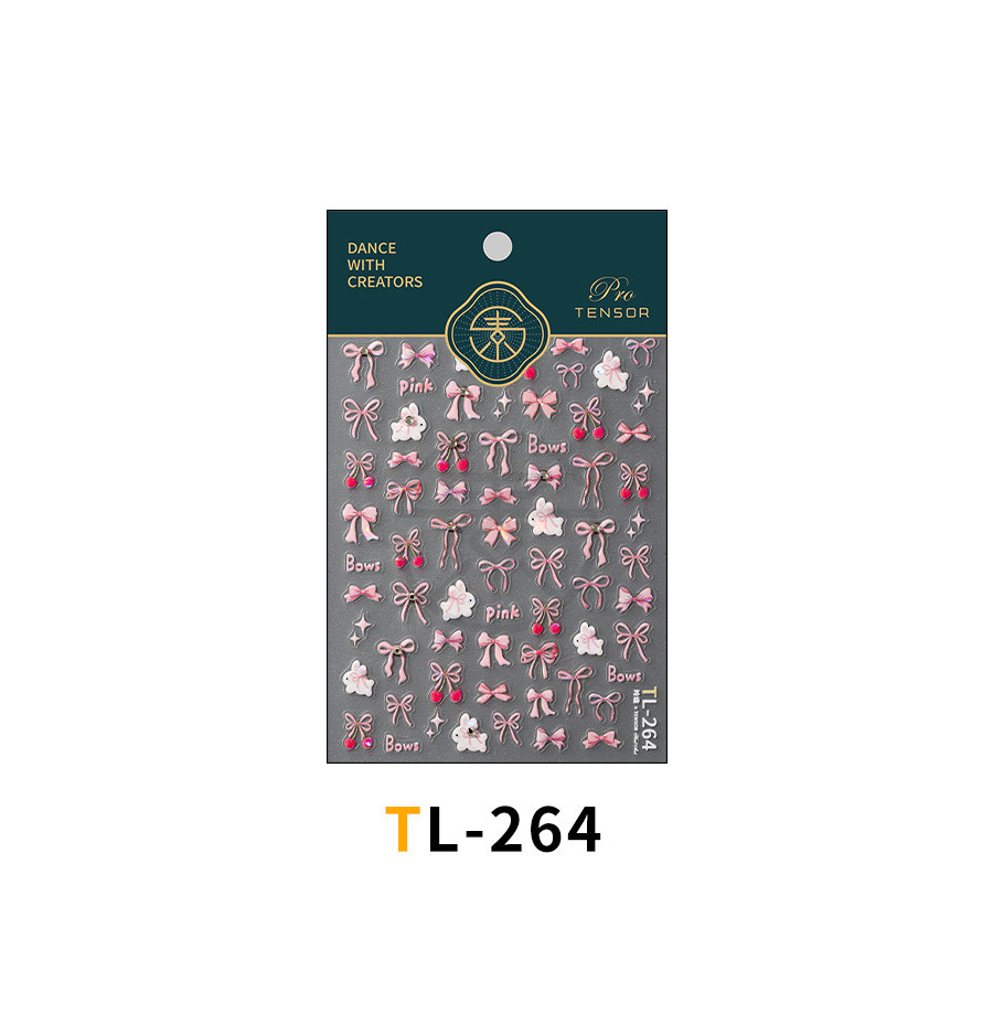 [Meow.Sensei]Iron New Process Three-Dimensional5DNail Stickers Embossed Bow Adhesive Nail ...