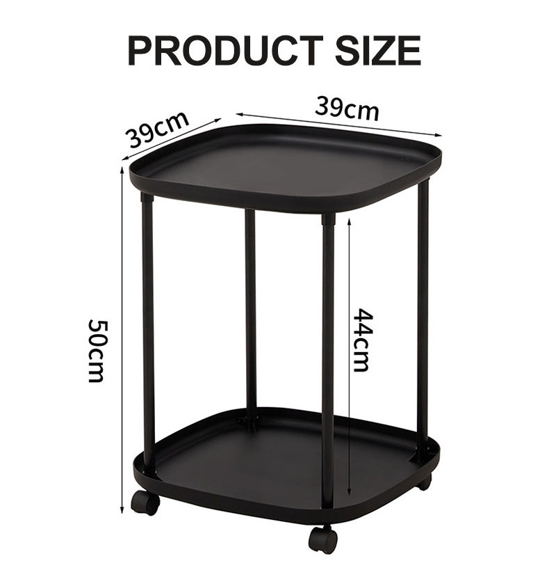 Side Table with Wheels Moveable Sofa Bedside Table Rack Bedroom Living ...