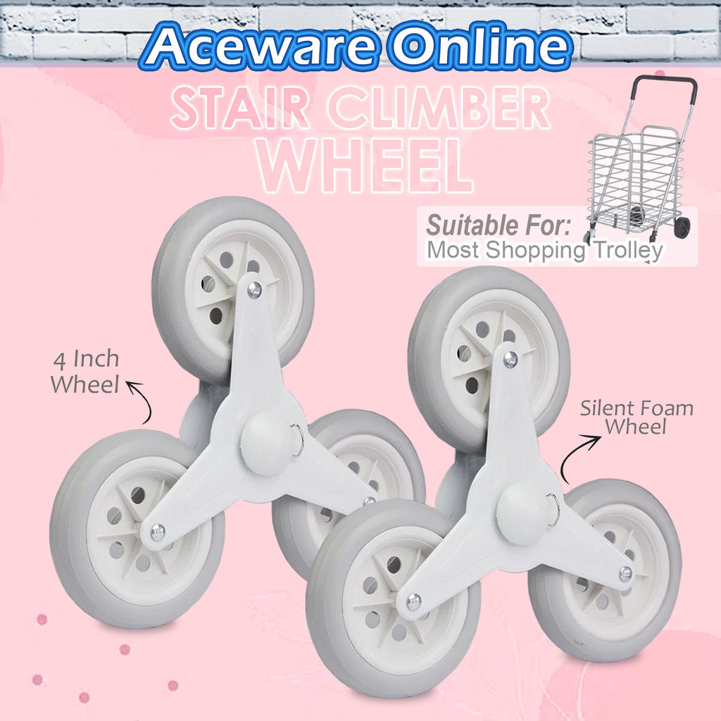 2Pcs Stair Climber Wheel Replacement For Shopping Trolley Cart Roda ...