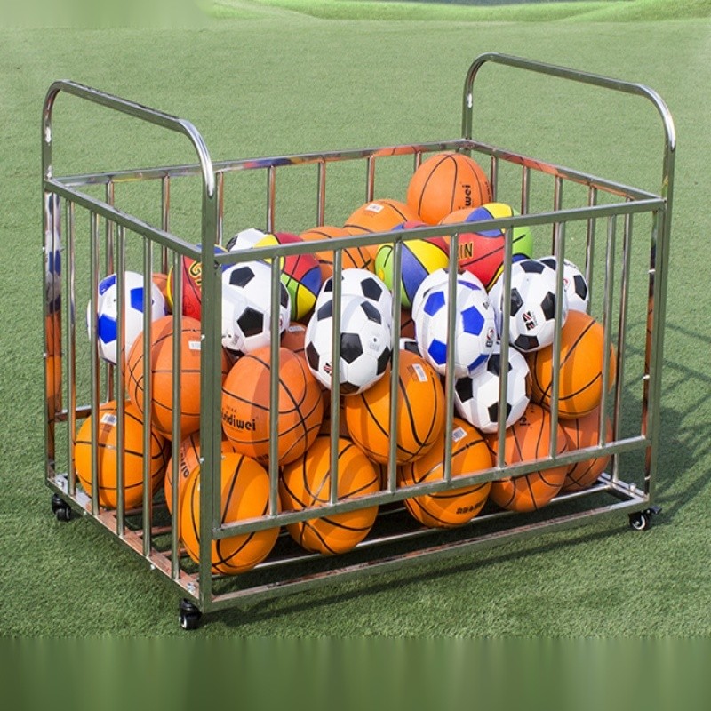 Stainless Steel Ball Leather Ball Cart Shelf With Wheels Campus ...