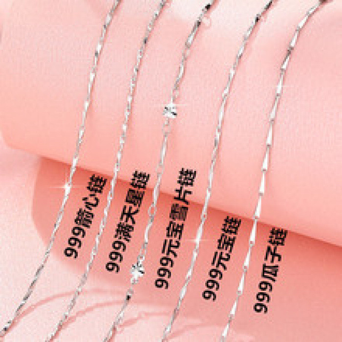 Necklace S925 Sterling Silver Necklace Universal Chain Pin as Right as Rain DIY with Needle ...