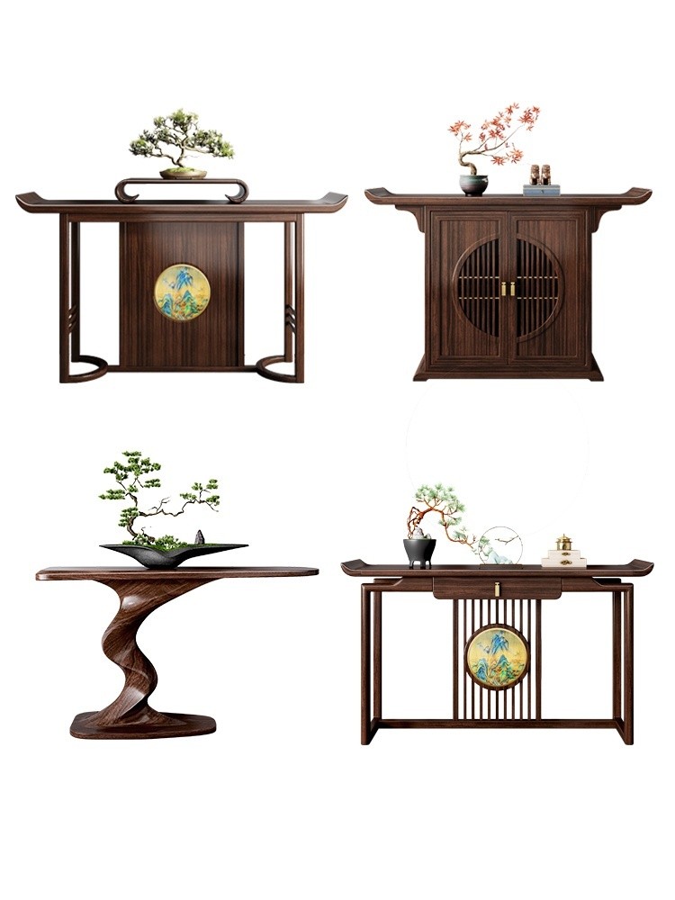Style Table Sdfer New Chinese Entrance Foyer Table With Black Gold ...
