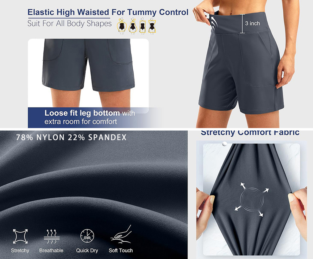 50-105kg High Waist Yoga Shorts Women Quick Dry Tummy Control Fitness ...