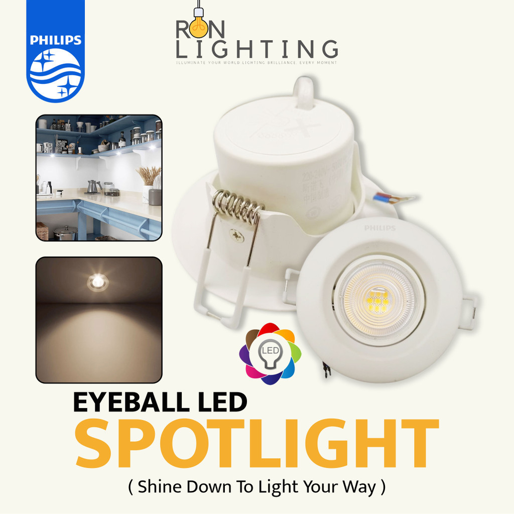 LED PHILIPS Ceiling Spotlight 7W/4W/5.5W Downlight Lighting Lampu ...