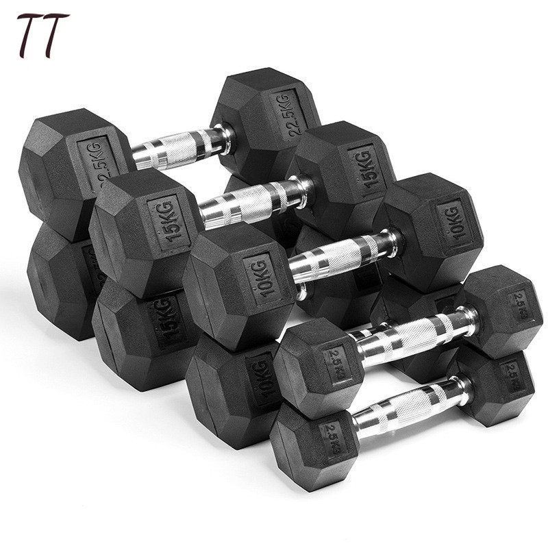 TT Dumbbell Hexagonal Rubber Cast Iron Dumbbell Gym Private Teaching ...