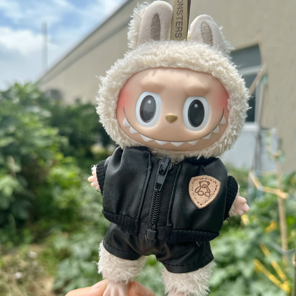 [Clothes only] 17CM Labub cool leather jacket set blind box pendant ...