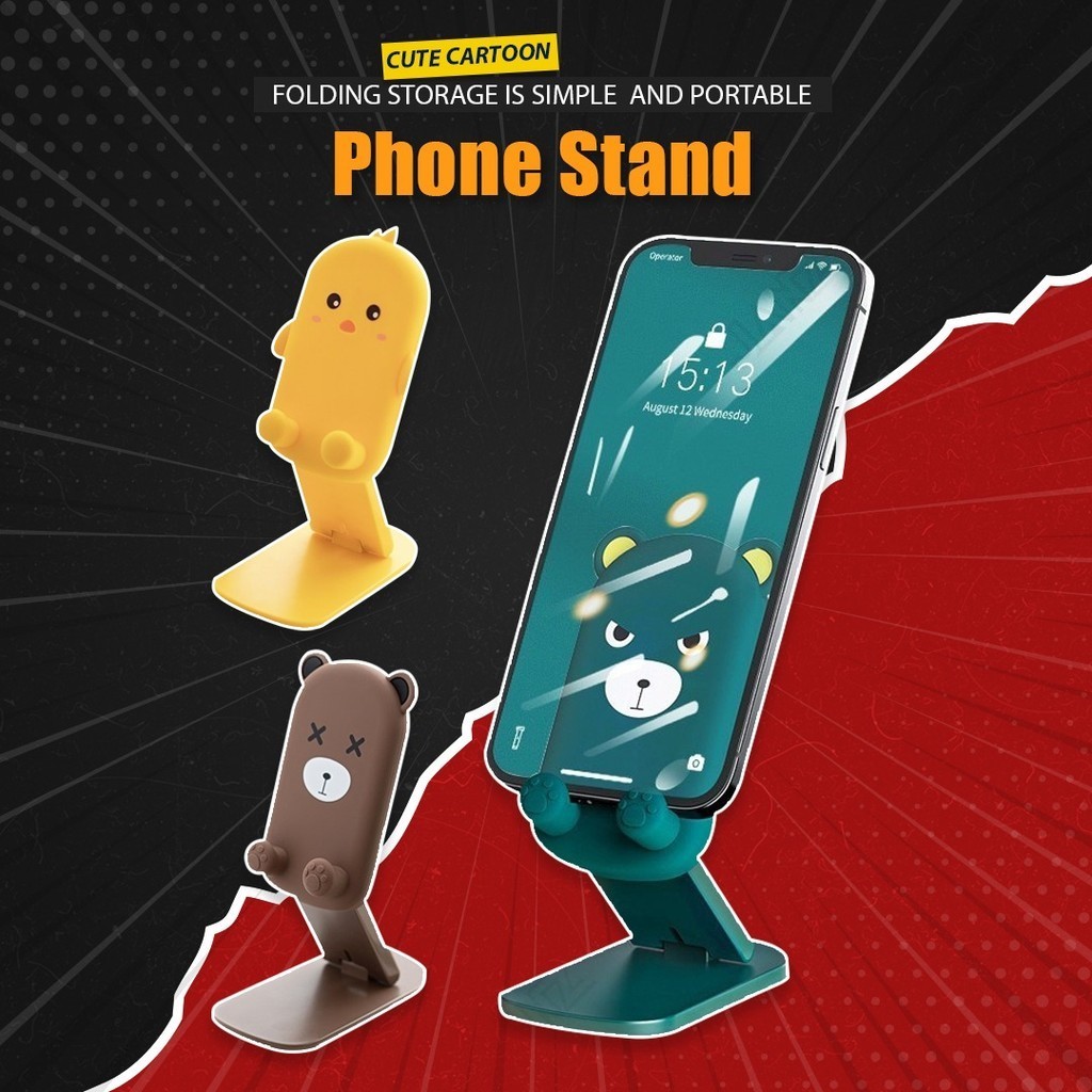 Cute Cartoon Handphone Stand Holder Foldable Desktop Phone Holder Stand ...