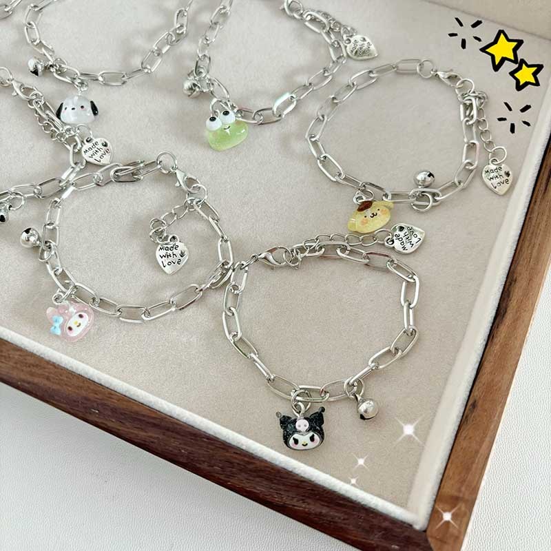 Sanrio Bell Bracelet Female Cinnamoroll Kuromi Pompompurin My Melody ...