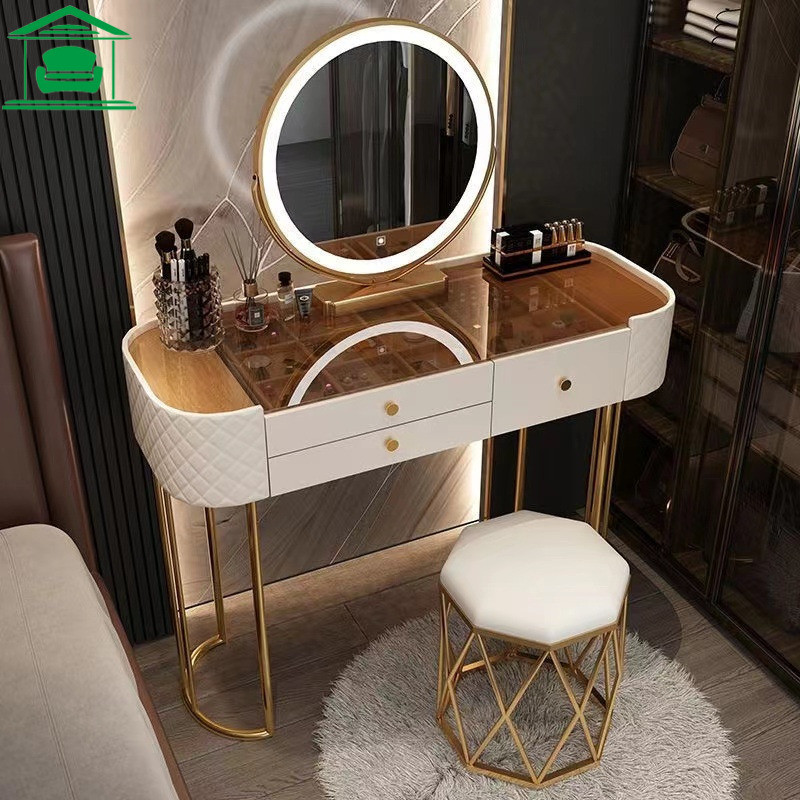 AH Dressing Table Makeup Table With LED Mirror Modern Make Up Storage ...