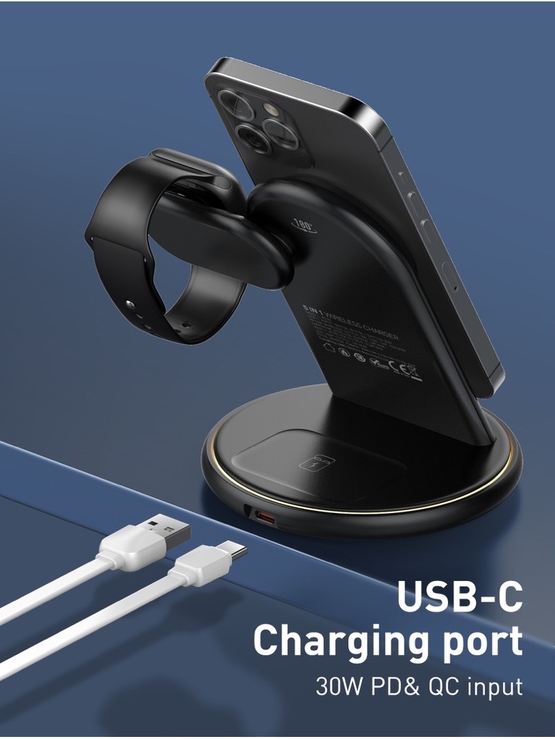 LDNIO 5 In 1 Wireless Charger WL02 15W Magnetic Wireless Charger Fast ...