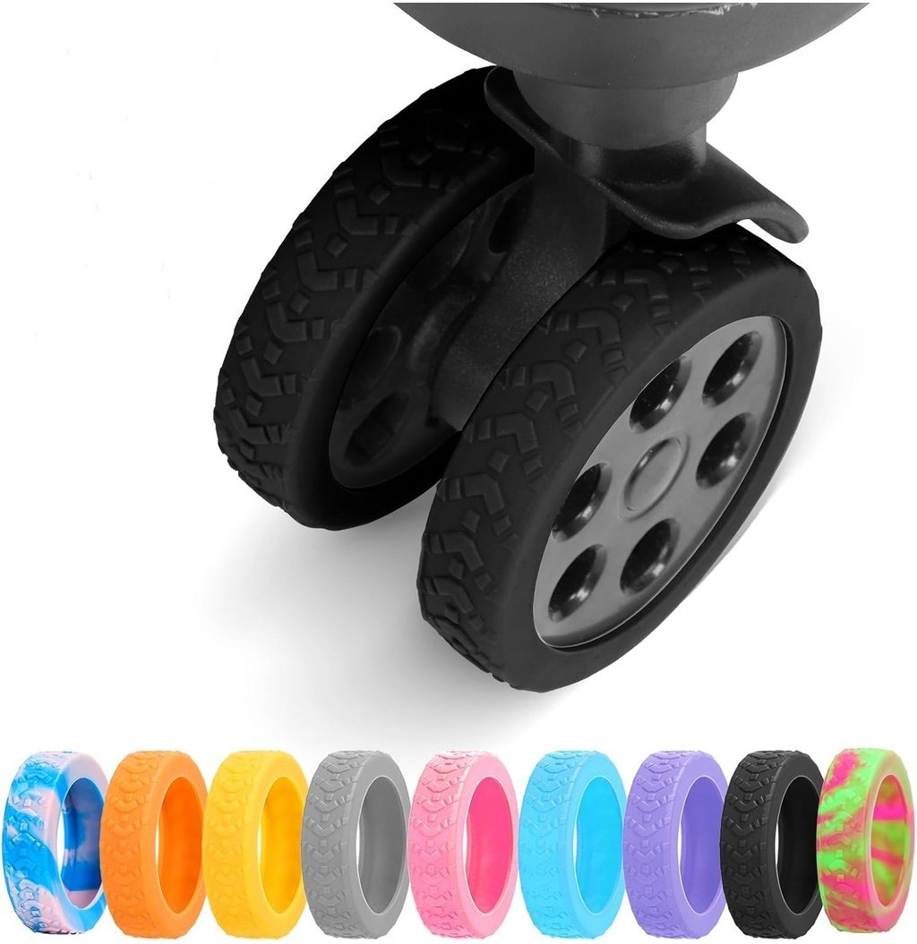 8 pieces of silicone wheel protection sleeves for luggage wheels, wear ...