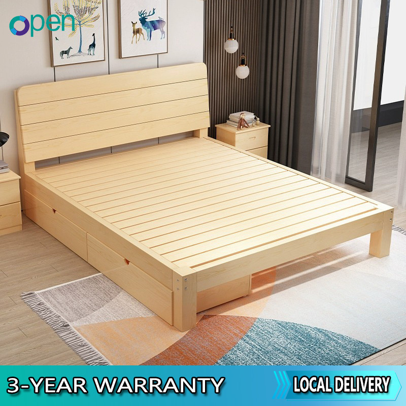 OP Solid wood bed Nordi Master Bedroom 1.8m Double Bed Small House 1.2m ...