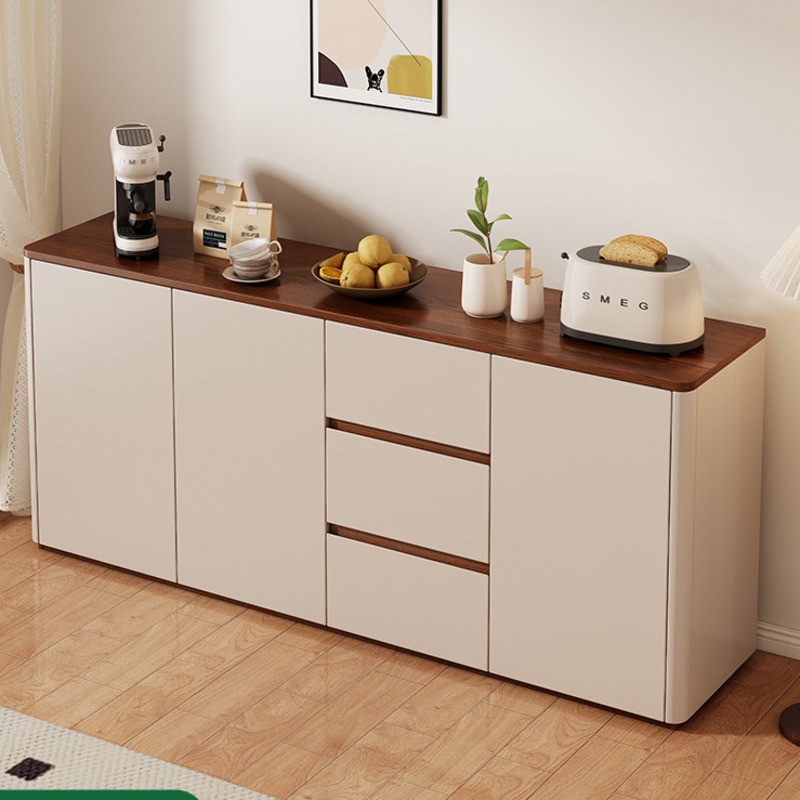 Solid Wood Sideboard Wall-Mounted Integrated Storage Cabinet Living ...