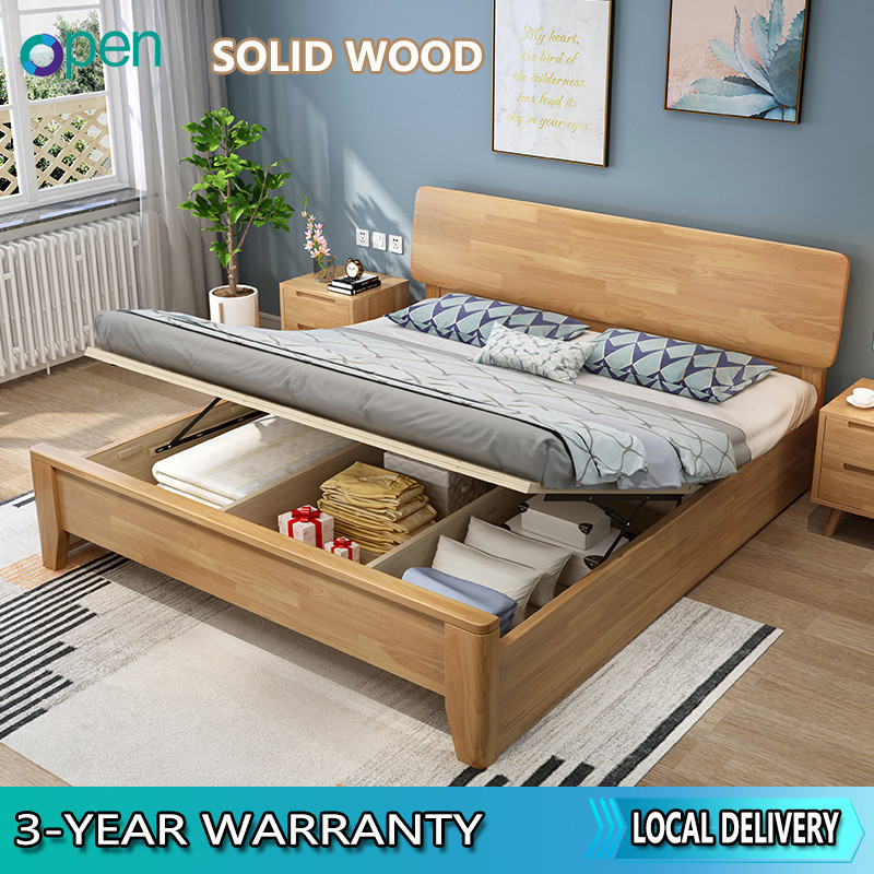 OP Solid Wood Bed Nordi Master Bedroom 1.8m Double Bed Small House 1.2m ...