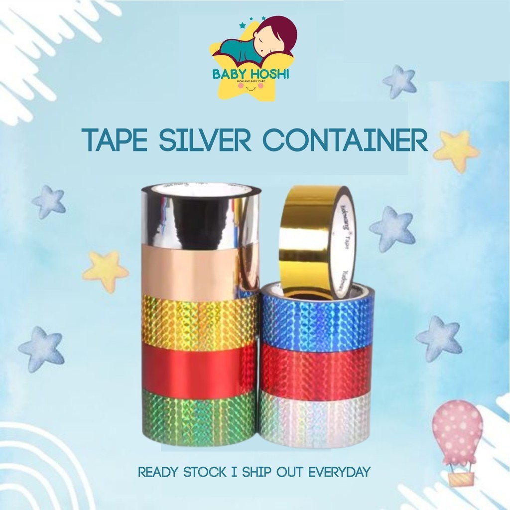 BH Pelekat Balang Kuih Tape Silver Red Green Shiny Colour Container ...