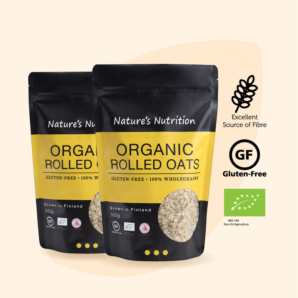 Nature's Nutrition Organic Rolled Oats 500gx2 - 100% wholegrains/gluten-free (expiry 2027 ...
