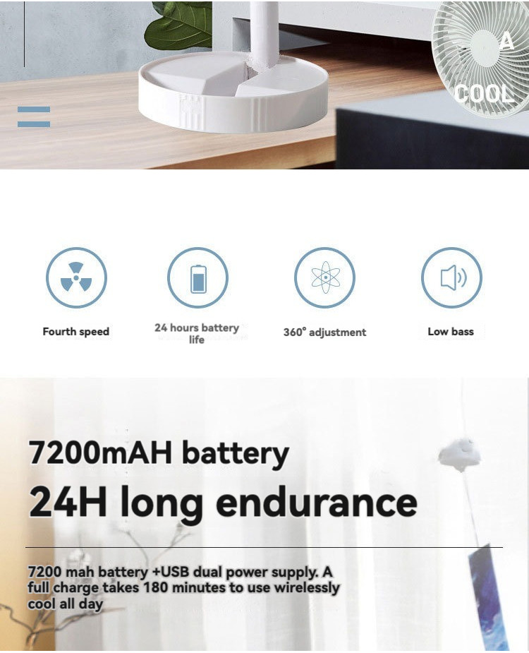 Adjustable Table Clip Fan USB Rechargeable Quiet Small Fan for Dorm Bed ...