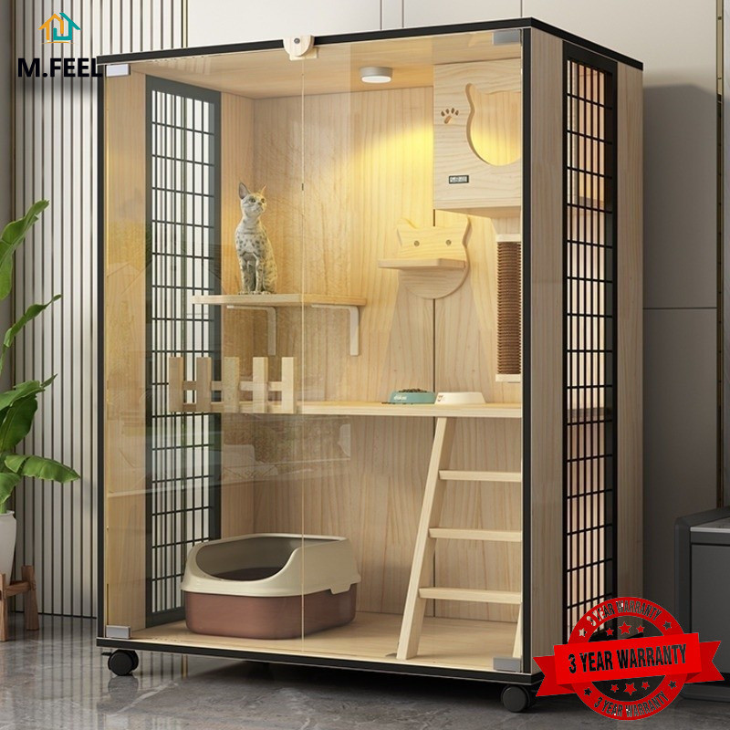 M.feel Cat Villa Net Cabinet Breeding Cage Large Cat House with Wheels ...