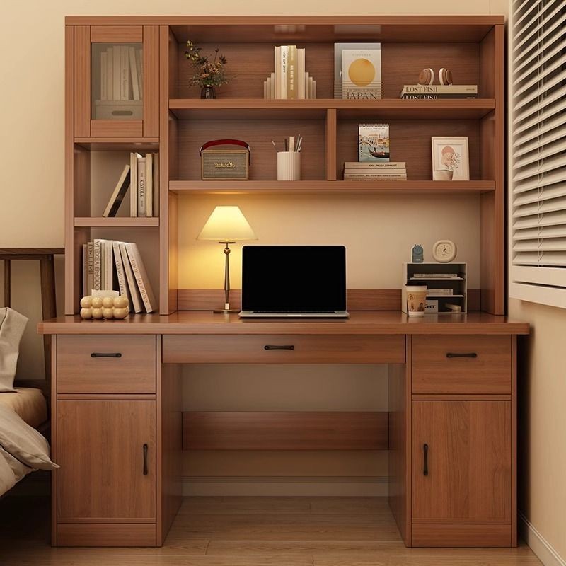 Computer Desk Room Desk Bookshelf Integrated Bedroom Student Bookcase ...