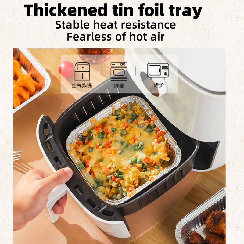 【SG Seller 🚚】50Pcs/Set Air Fryer Aluminium Tin Foil Square Tray Square ...