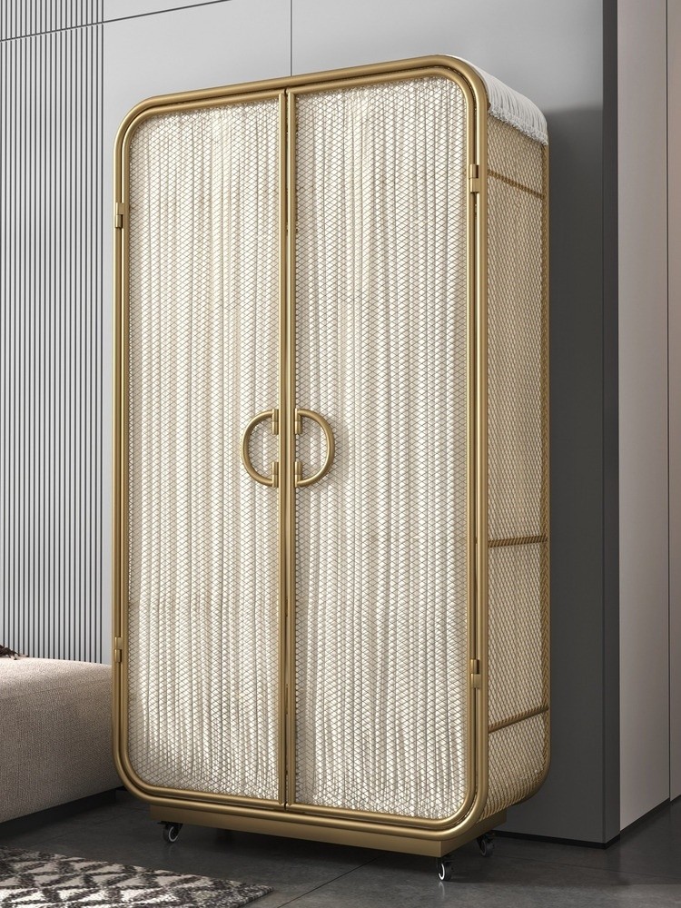 Wardrobe Mather European Wrought Light Iron Luxury Small Wardrobe ...