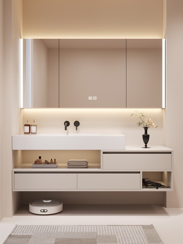 Vanity Cabinet Rock Dupont Corian Plate Hot Bending Integrated Basin ...