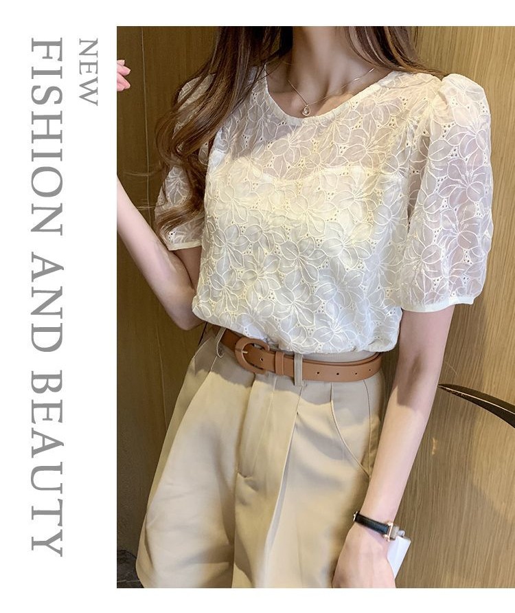 Bigsize 82kg 2024 Summer Short Sleeve Embroidery Chiffon Plus Size ...