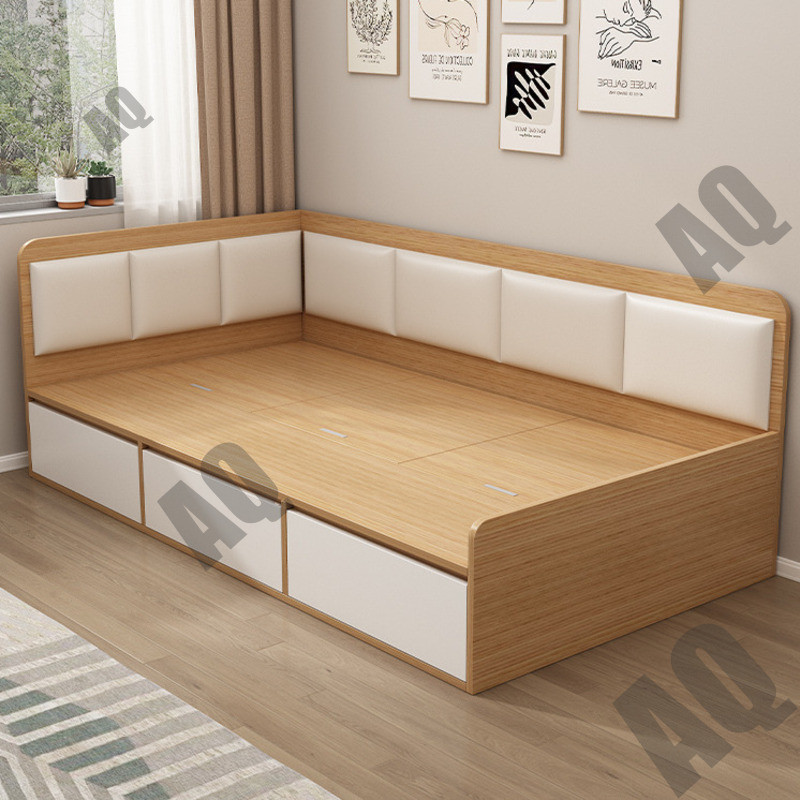 TAQ Solid Wood Bed Tatami Bed Frame Soft-padded High Storage Bed ...