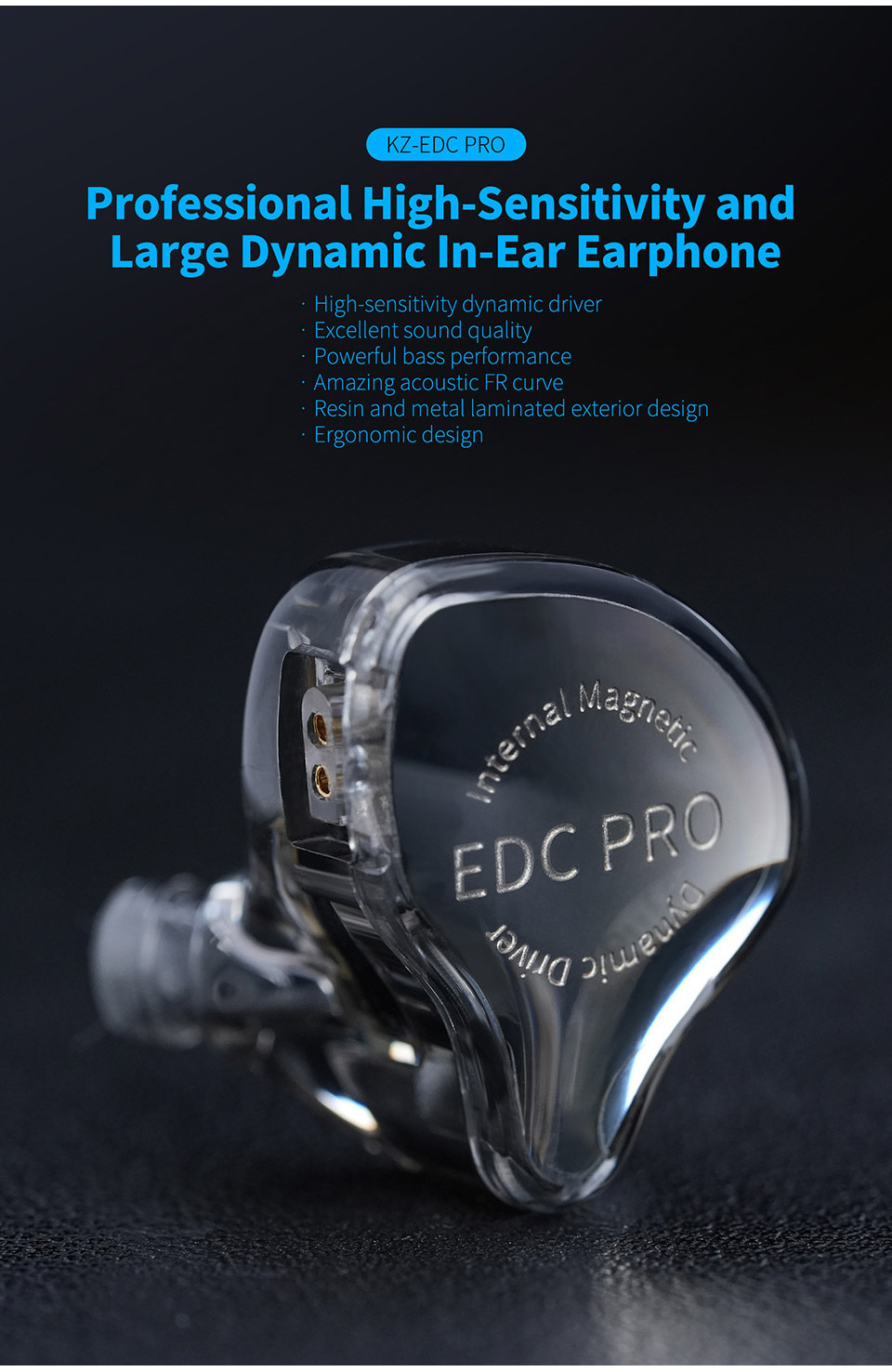 KZ EDC PRO Earphone Professional High-Sensitivity Large Dynamic Earbuds ...