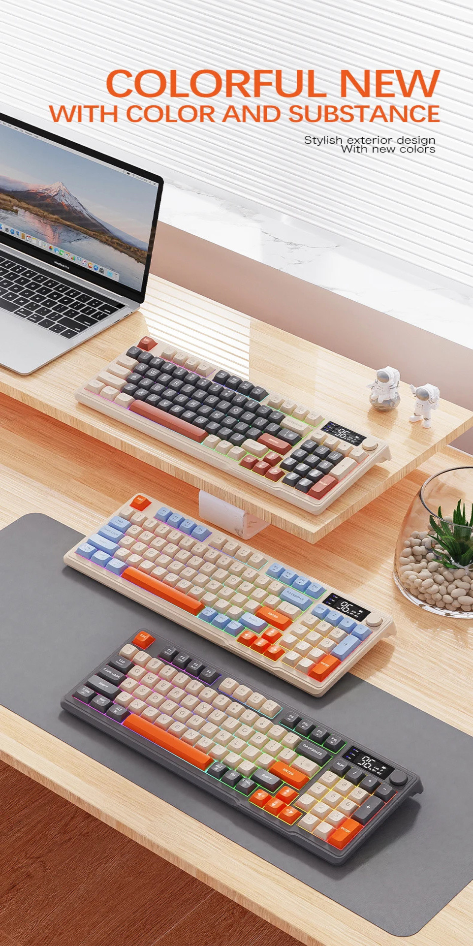 ZIYOULANG M96 Wireless RGB Keyboard 2.4G & Bluetooth Dual Mode Battery ...