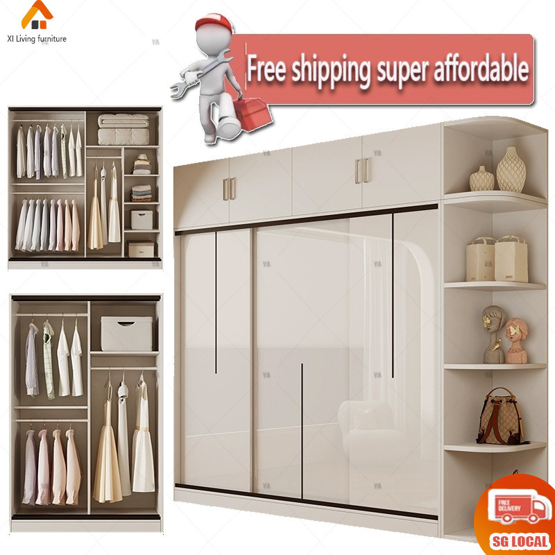 XI Sliding Door Solid Wood Wardrobe Multifunctional Combination Storage ...