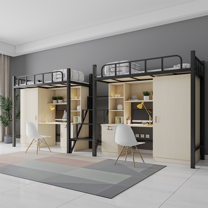 Wardrobe Dormitory Bunk University Bed Table With Wardrobe Combination ...