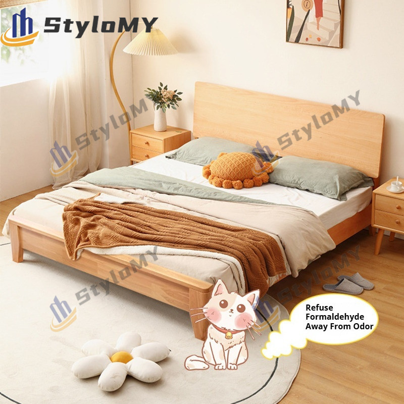 Nordic Solid Wood Bed Frame Super Single Bed Queen Bed Modern ...