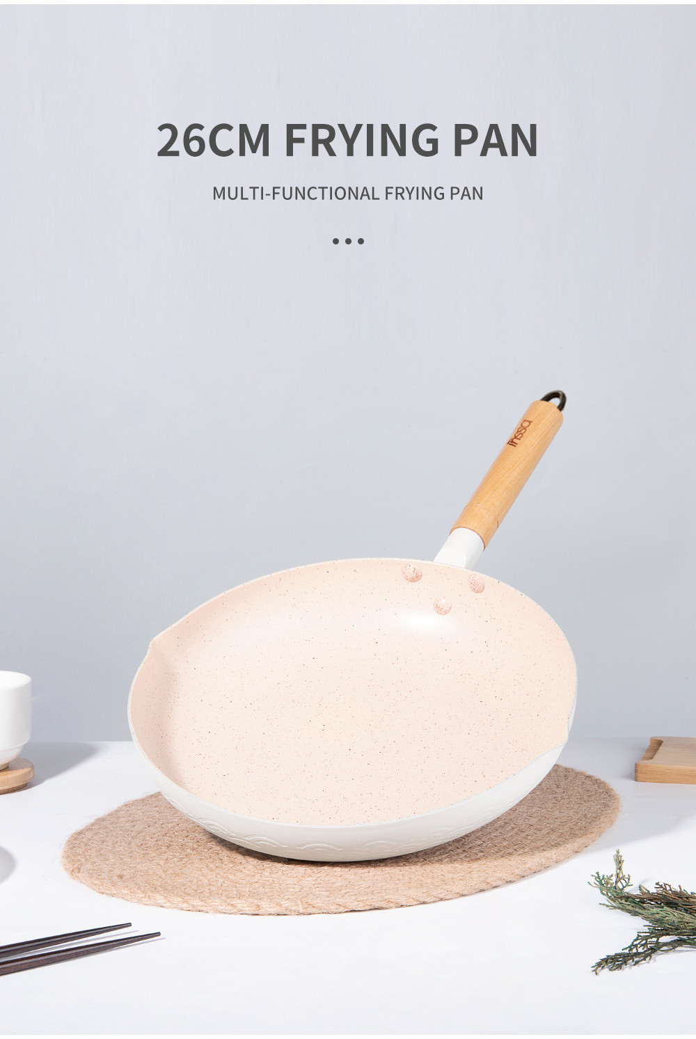 Inssa Yukihira Frying Pan | 26cm | Butter Biscuit Series | Japanese Non ...