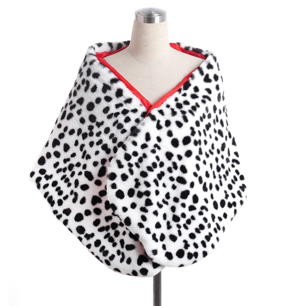Black and White Witch Cape with Spotted Dog Leopard Print Shawl Cruella ...